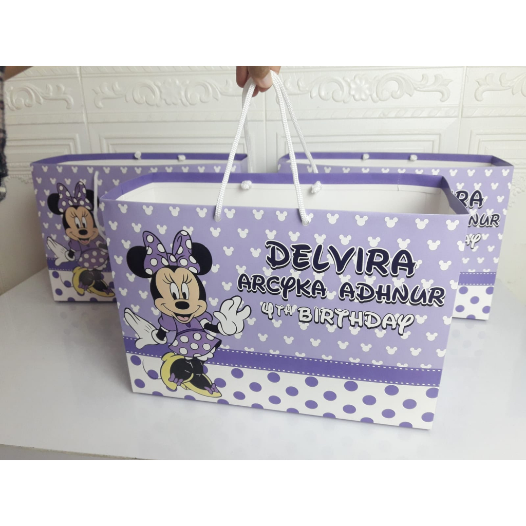 Jual paperbag minnie mouse / goodie bag minnie mouse / wadah snack ...