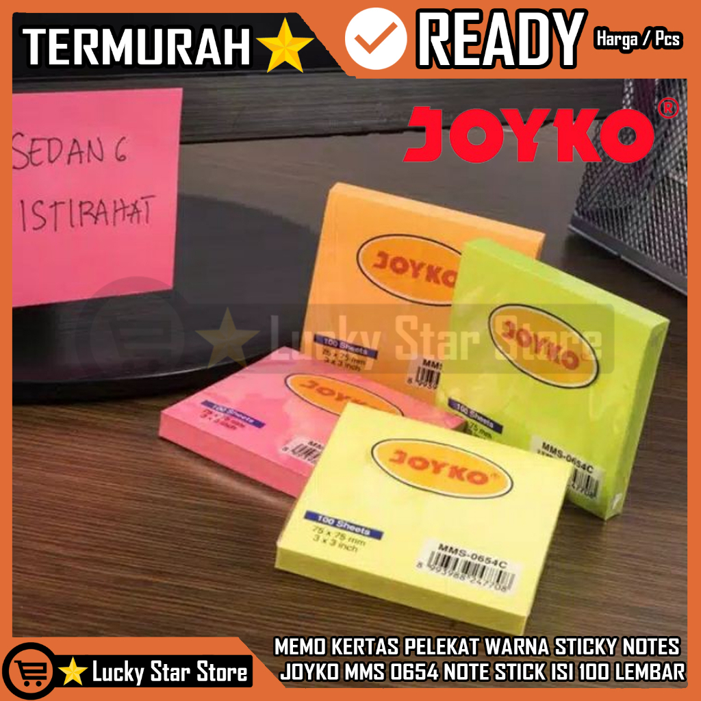 Jual JOYKO MEMO STICK MMS 0654 STICKY NOTE PEREKAT WARNA KERTAS TEMPEL ...