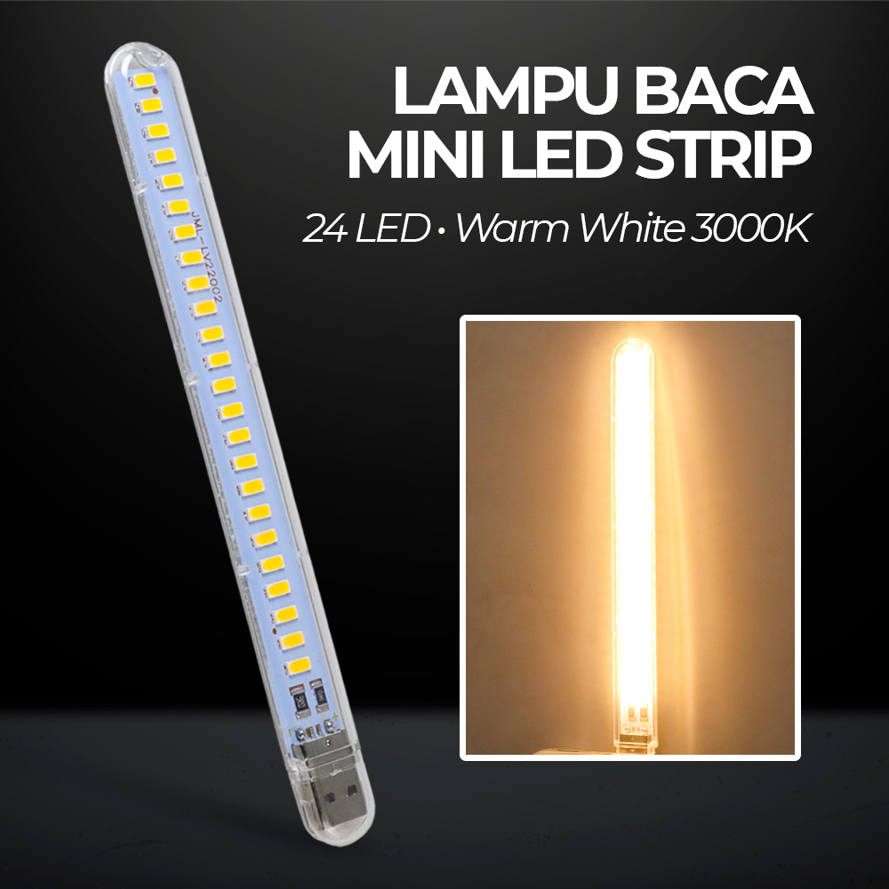 Jual Lampu Baca Mini LED USB Strip Portable Cool White 24LED Lampu Belajar | Shopee Indonesia