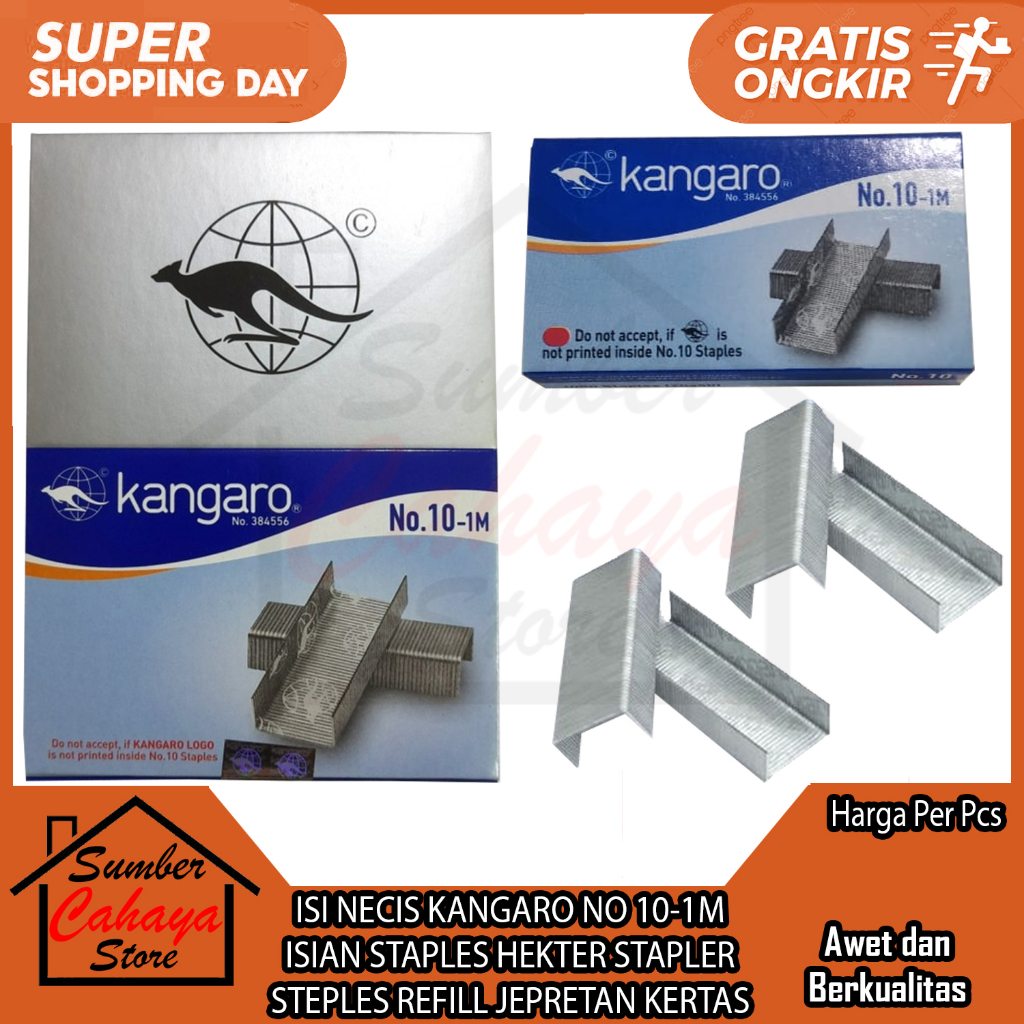 Jual ISI NECIS KANGARO NO 10-1M ISIAN STAPLES HEKTER STAPLER STEPLES ...