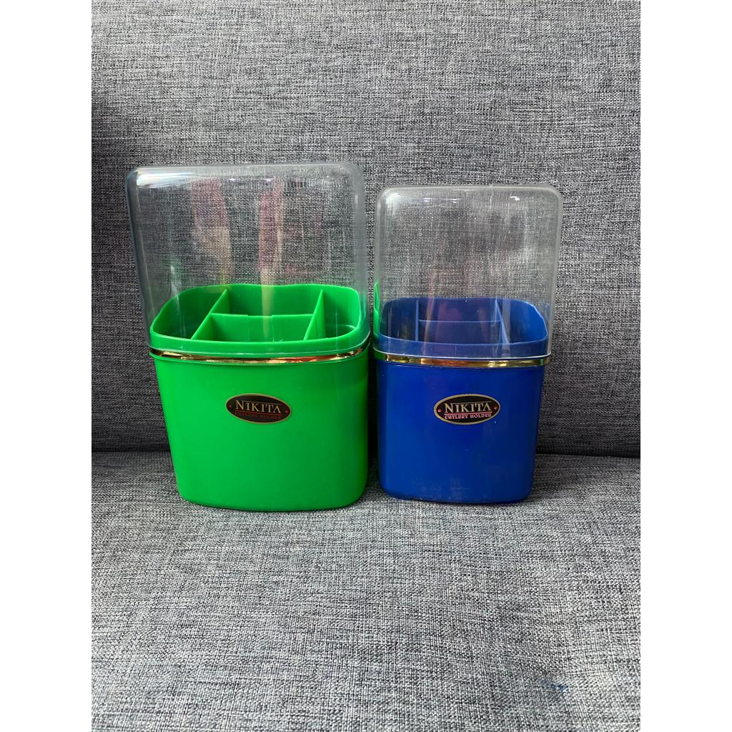 Jual Tempat Sendok Plastik Jumbo 4 Sekat Dengan Tutup Nikita | Shopee ...