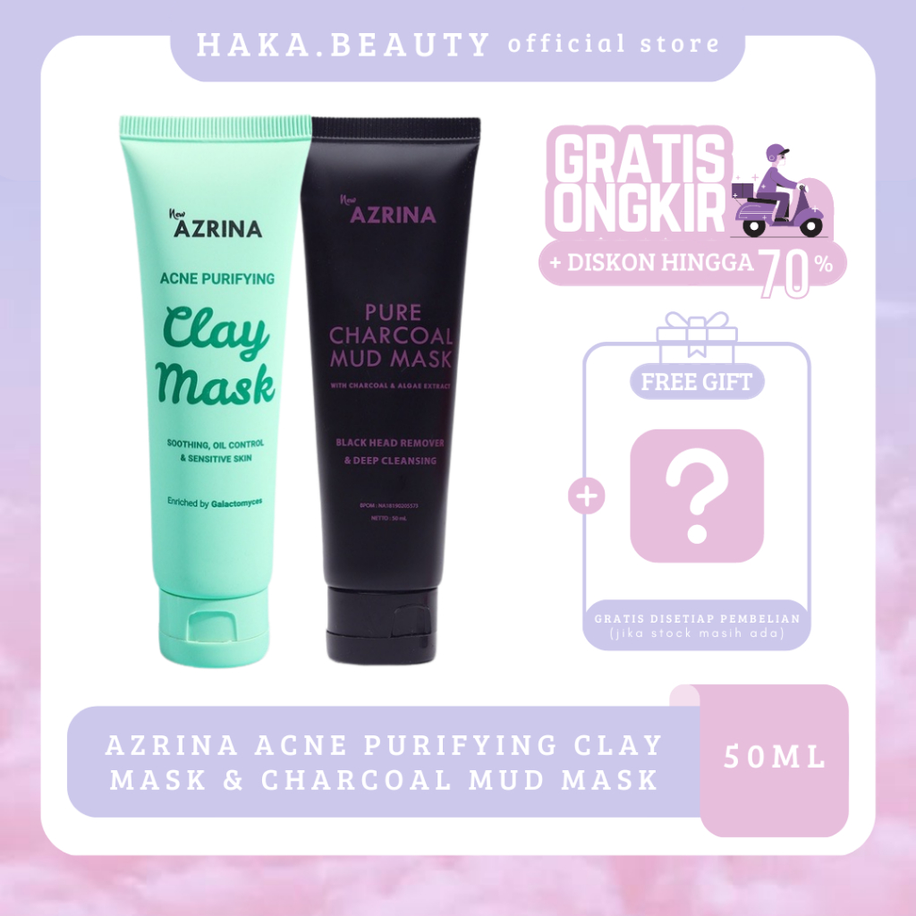 Jual AZRINA AZRINABEAUTY PURE ACNE PURIFYING CHARCOAL MUD CLAY MASK ...