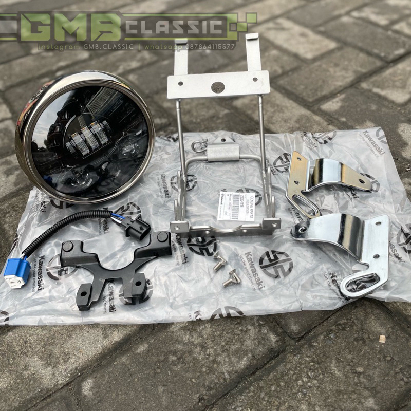 Jual lampu depan ninja ss bulat chrome / Breket Lampu Ninja SS s r set ...