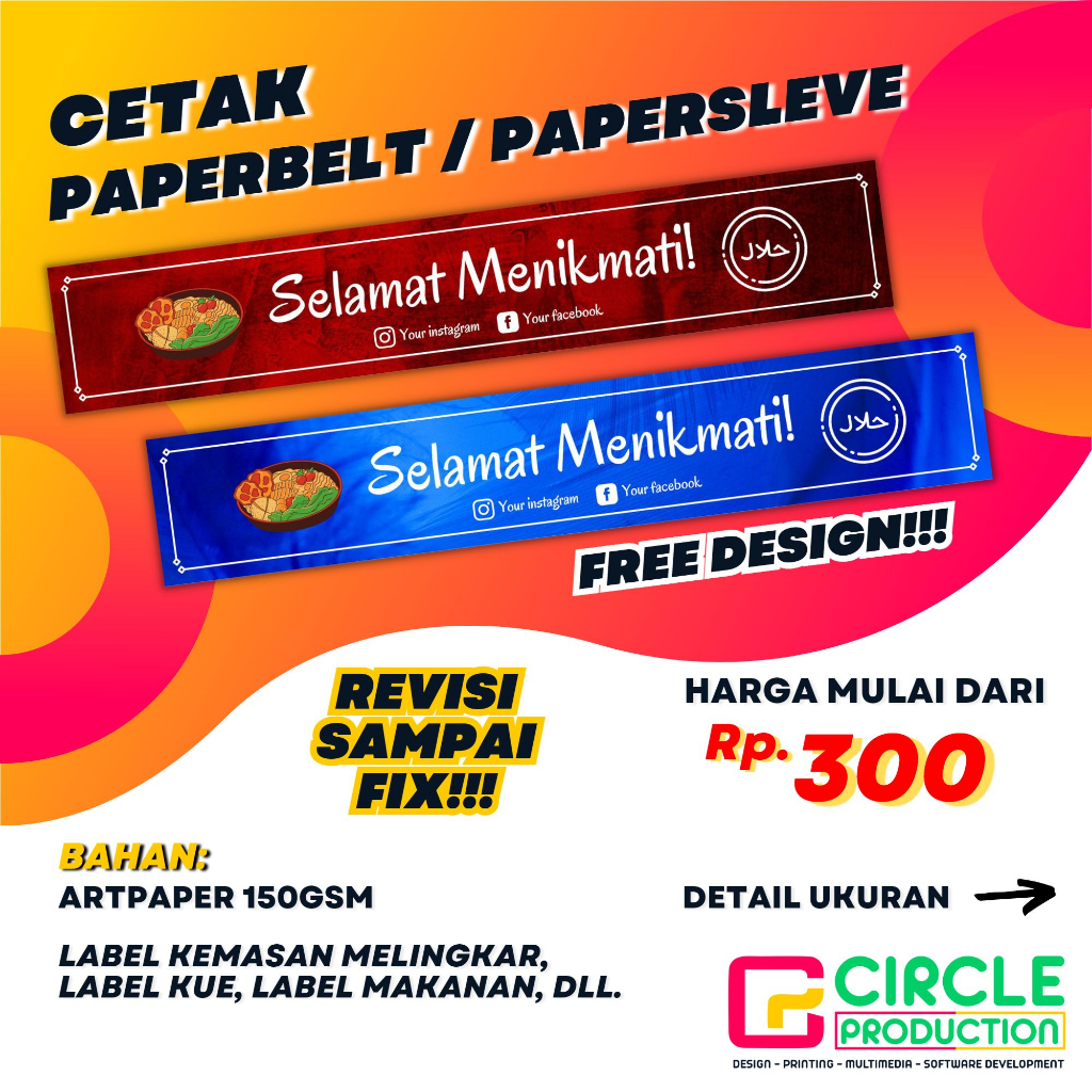 Jual CETAK LABEL KEMASAN MELINGKAR | PAPER BELT/PAPER SLEVE | LABEL KUE ...