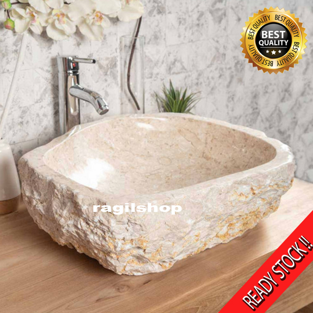 Jual Wastafel Batu Marmer Model Natural Erosi Free Paking Kayu Sink ...