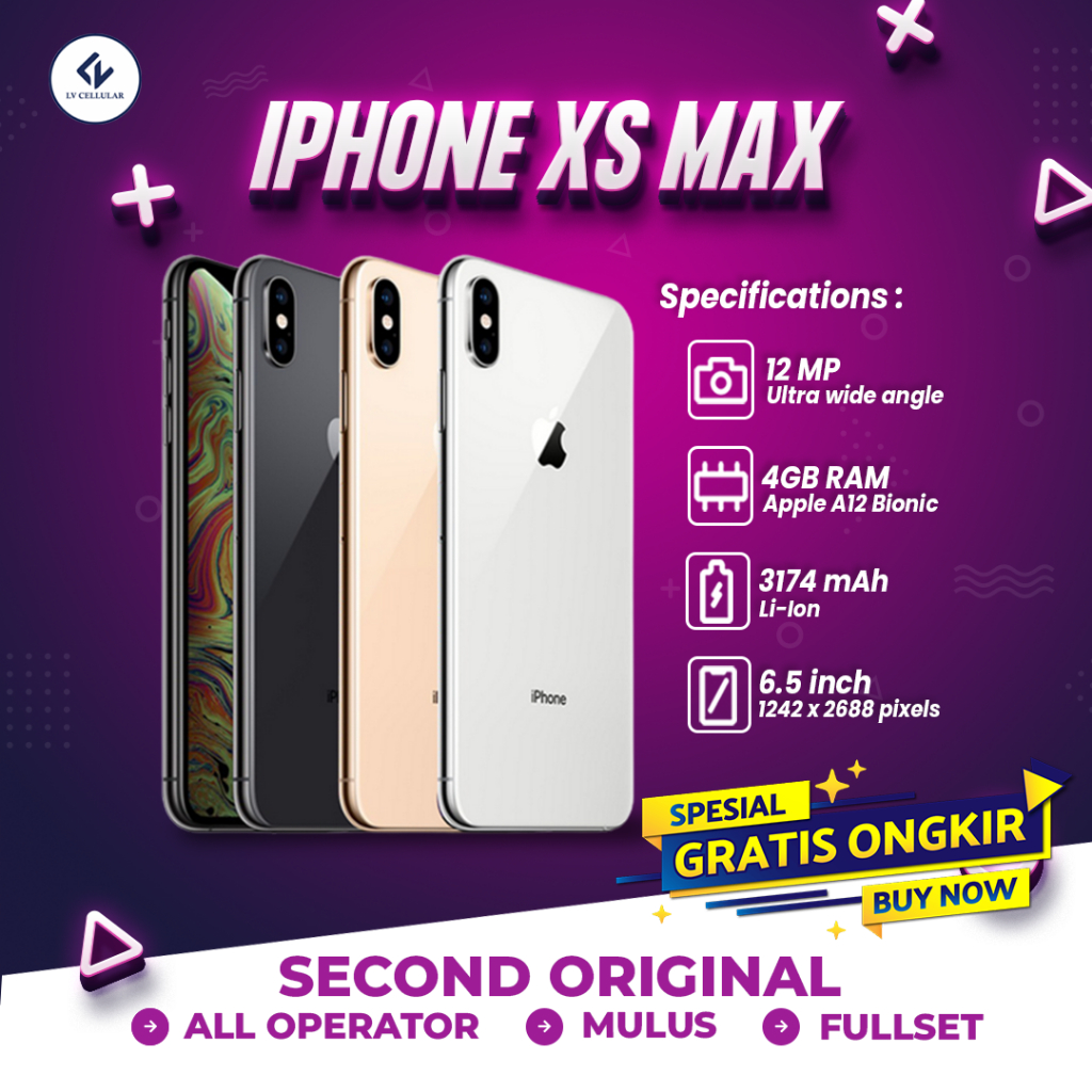 Jual iPhone XS Max 64GB / 256GB / 512GB iPhone Second Original 100% Ex Inter Mulus Fullset ...