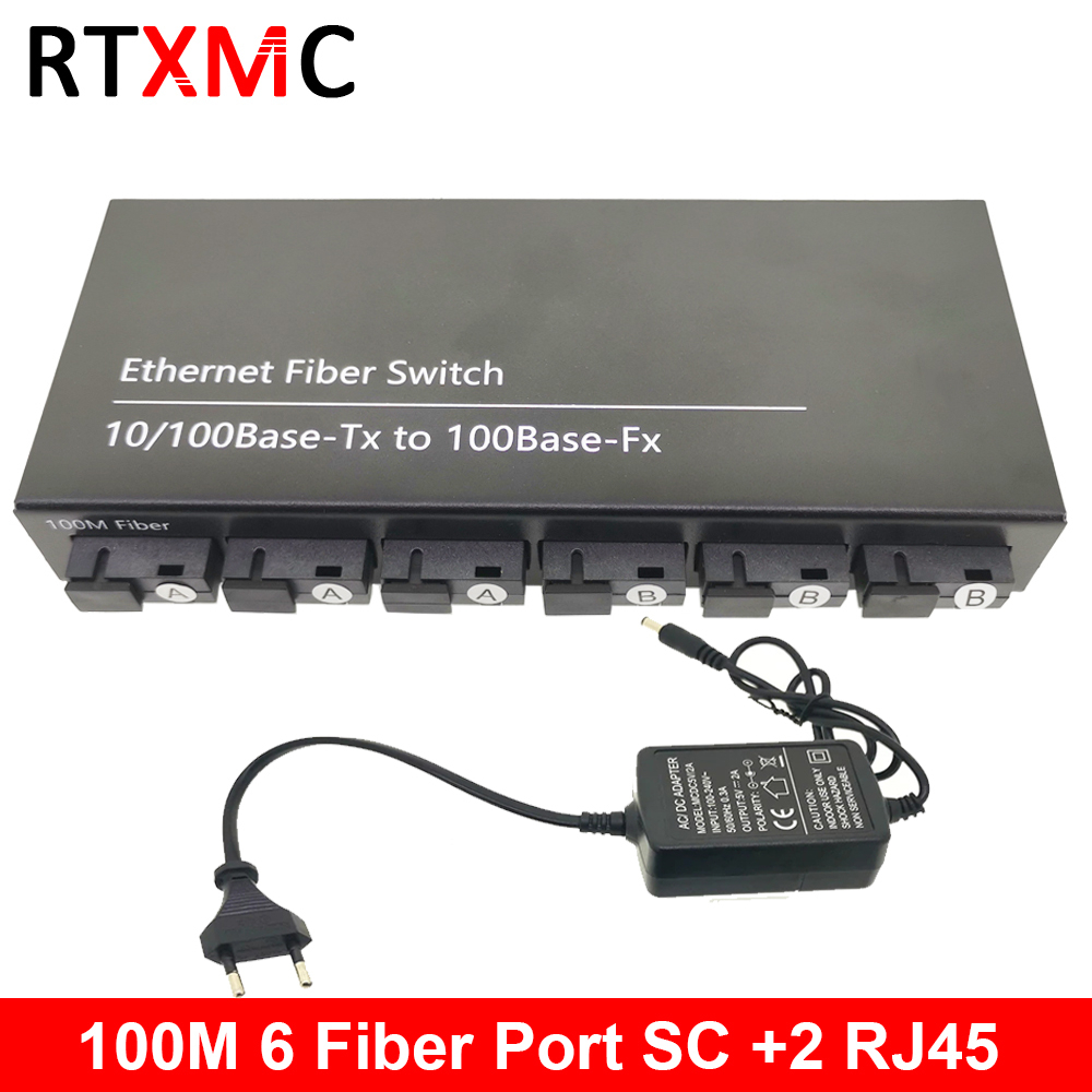 Jual Adapter Media Converter 10/100M 6 Port FO 2 Port Lan - Fiber ...