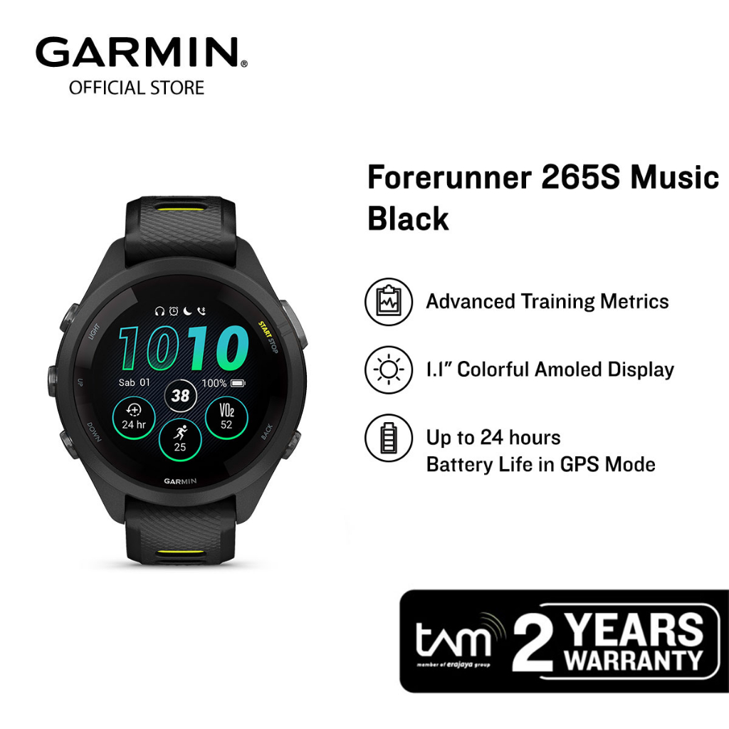 Jual Garmin Forerunner 265S Music - Black | Shopee Indonesia
