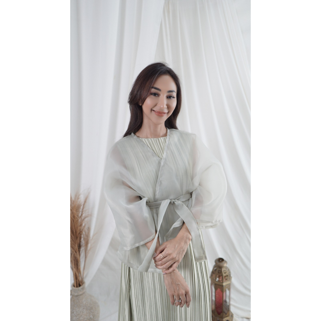 Jual Iconette Closset Brietta Dress One Set Gaun Midi Plisket Premium ...