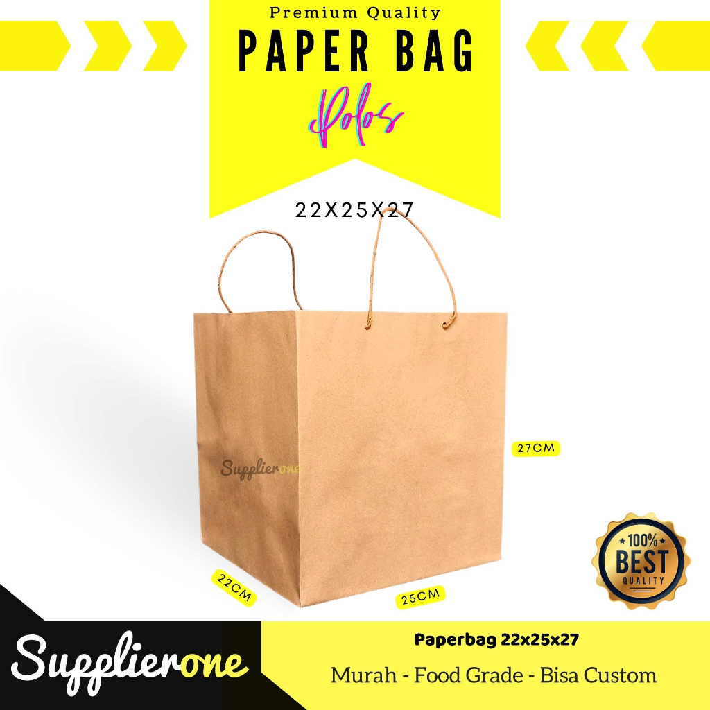 Jual Paper bag 22x25x27 Isi 12 Pcs / Kantong Kertas coklat / Paper Bag ...