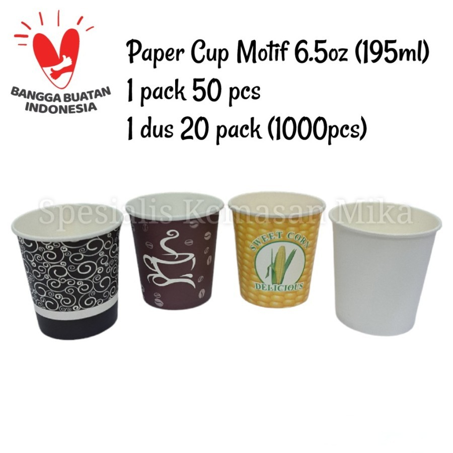 Jual Paper Cup Motif Gelas Kertas Motif 6 5 Oz 195ml Tanpa