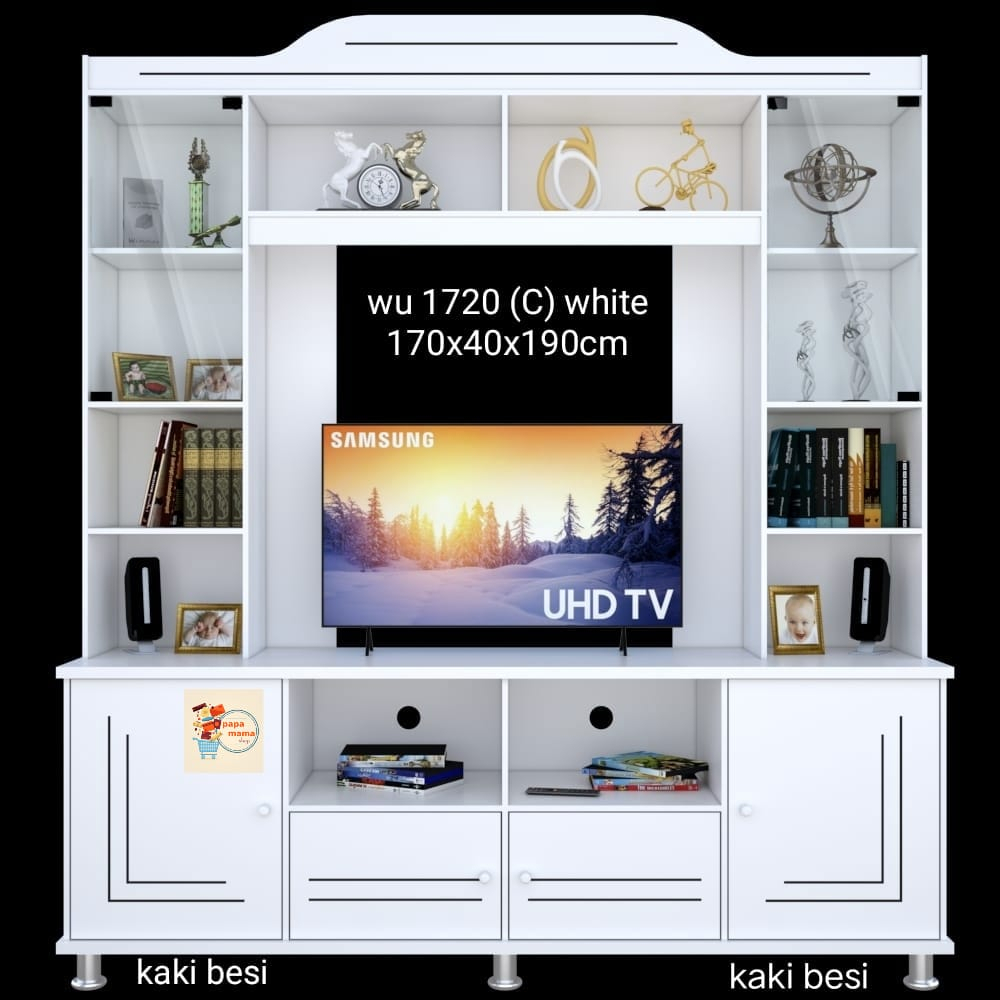 Jual Lemari Hias TV 170cm WU1720 - Buffet TV Minimalis Kaki Besi ...