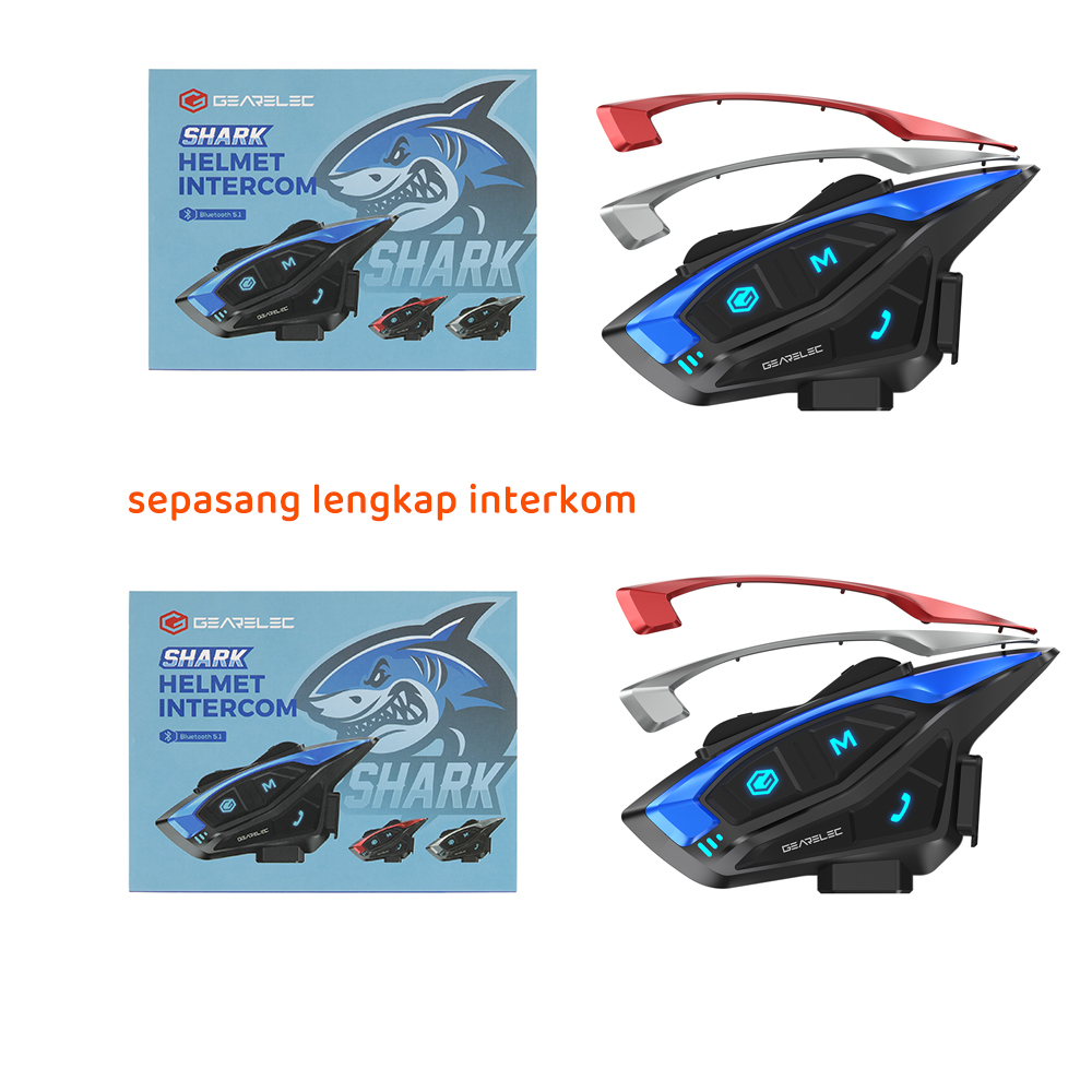 Jual INTERCOM GEARELEC shark pro Sepeda Motor Bluetooth Intercom ...