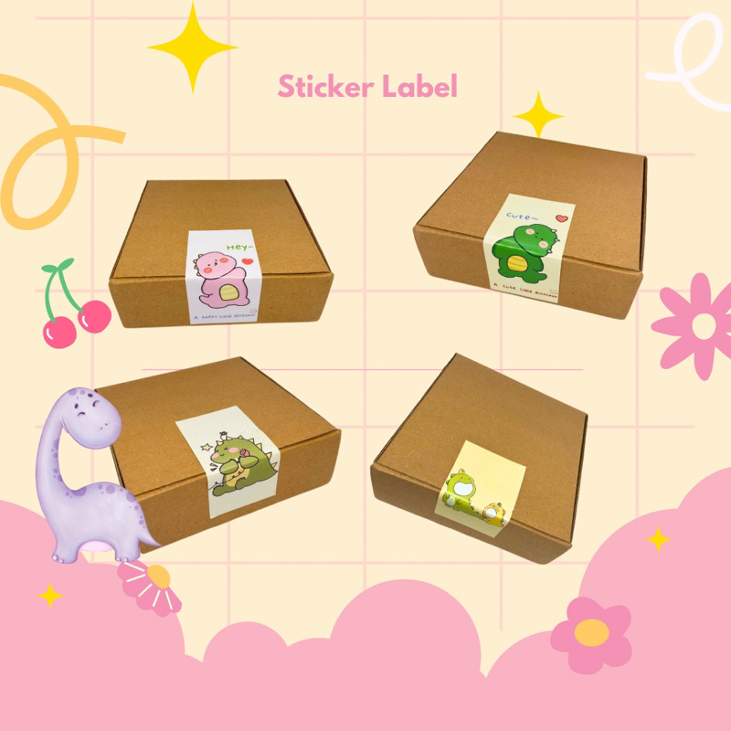 Jual STICKER LABEL DINO AESTHETIC LUCU | Shopee Indonesia