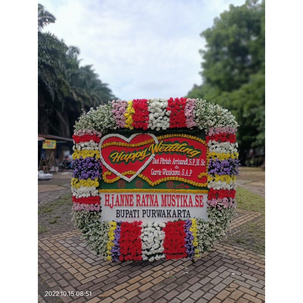 Jual Karangan Bunga Papan Full Bunga Bandung / happy wedding/ turut ...