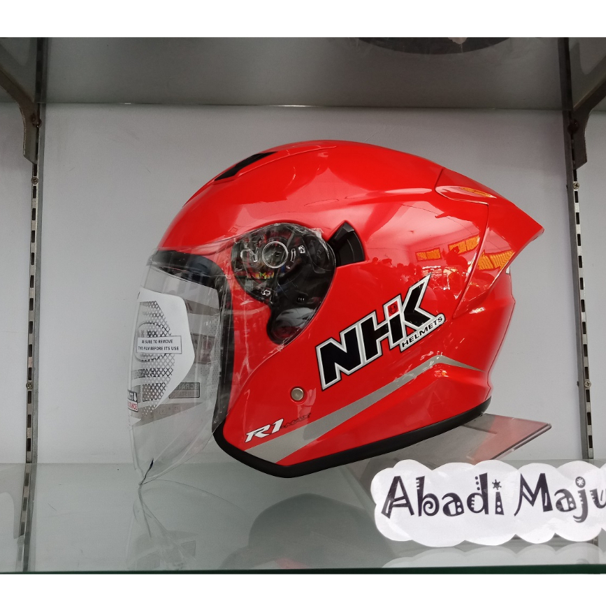 Jual HELM NHK R1 MAX SOLID RED GLOSSY HALF FACE ORIGINAL | Shopee Indonesia