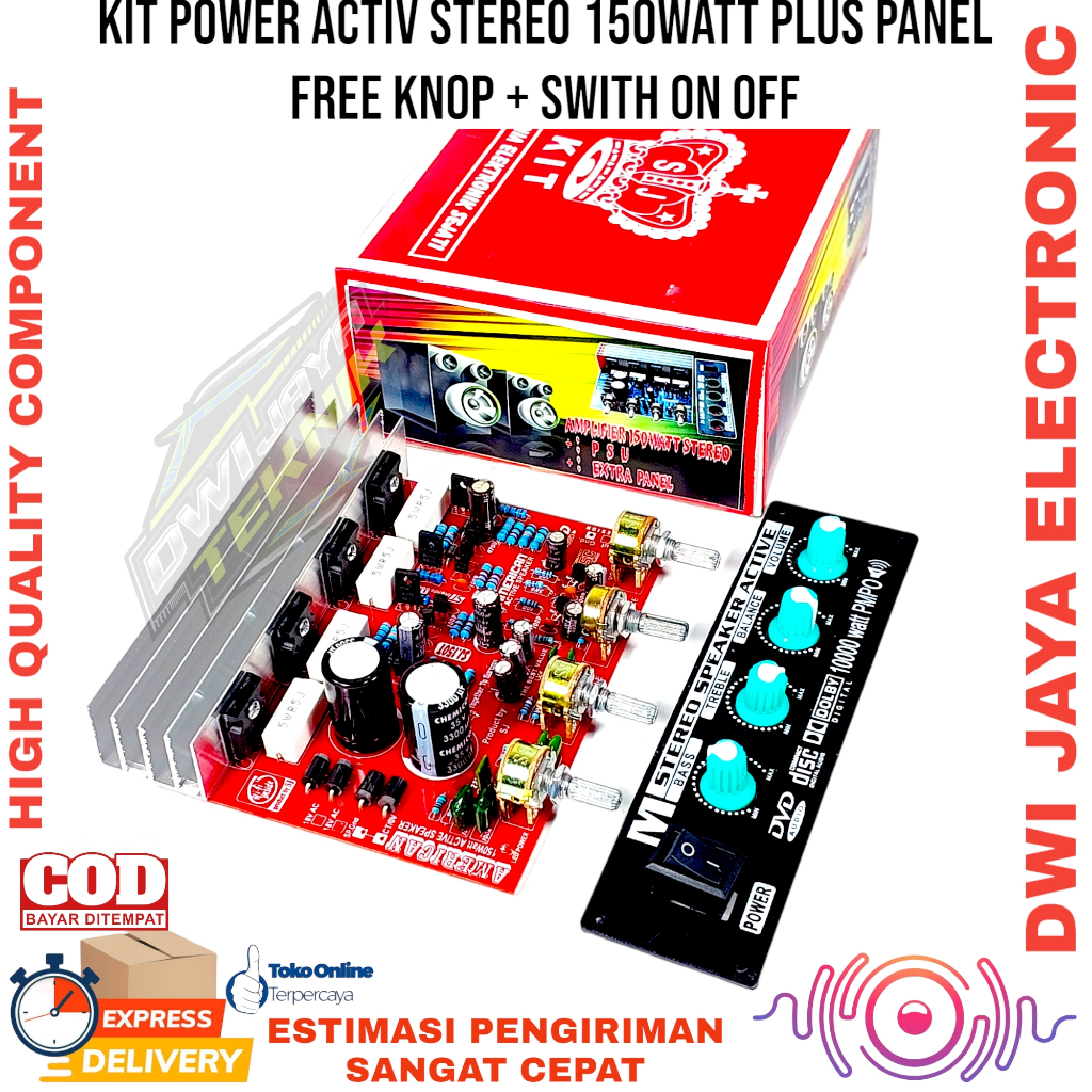 Jual Kit Power Amplifier Active 150 watt Stereo Plus Panel Knop ...
