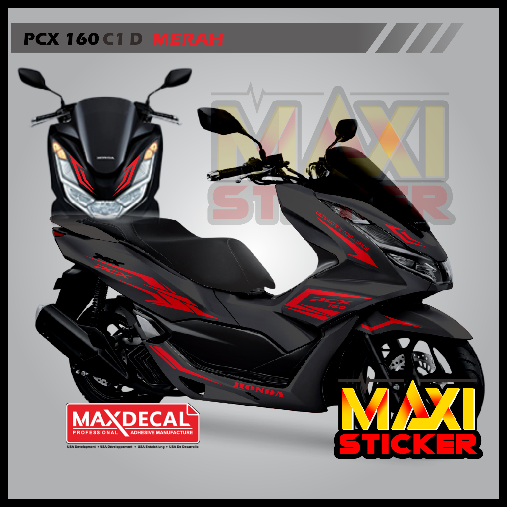 Jual Sticker PCX 160 HITAM Cutting Stiker New Pcx 2020 2021 2023 C1 ...