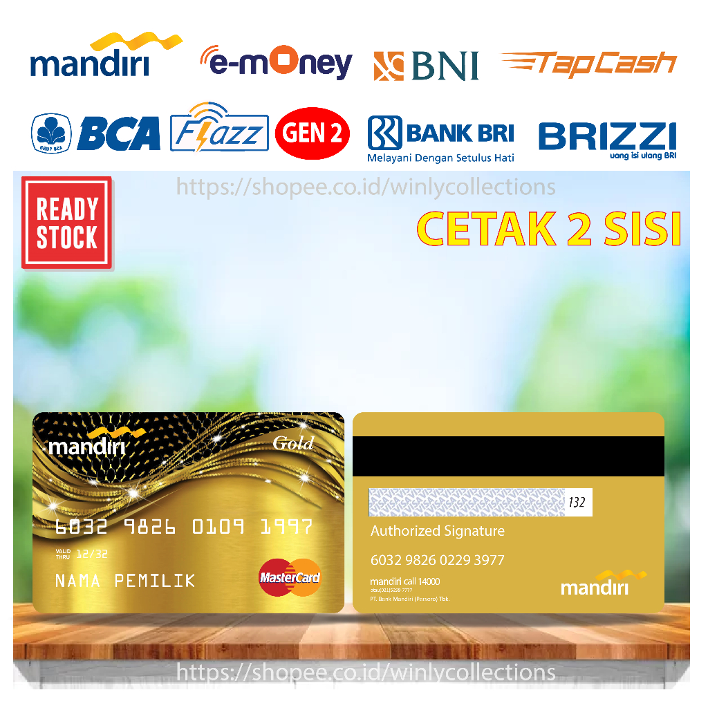 Jual EMONEY E TOLL DESIGN CREDIT CARD GOLD PLATINUM MANDIRI FLAZZ BCA ...