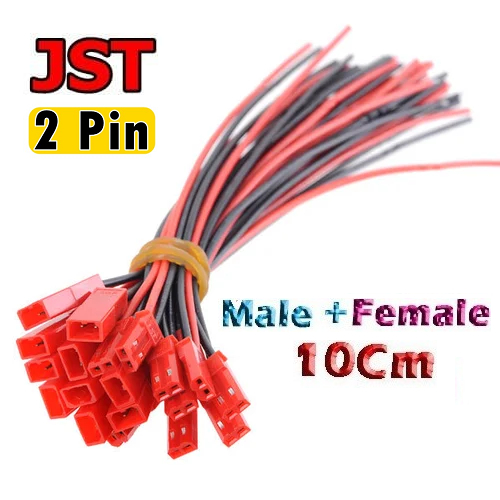 Jual Socket merah JST kabel 2 pin 10cm ( male + female ) Quick Connector connection | Shopee ...