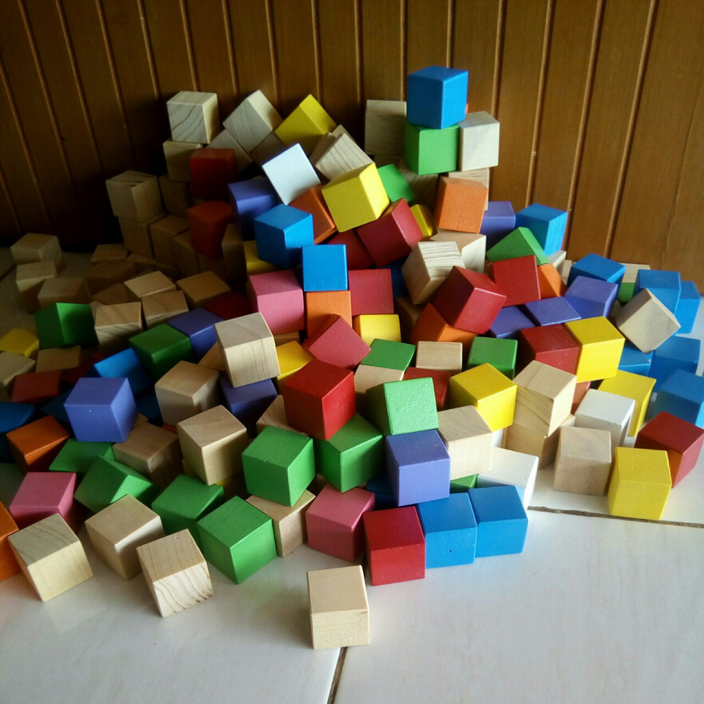 Jual Mainan Edukasi Balok Dasar 3 x 3 x 3 cm Block Blok Balok Kubus ...