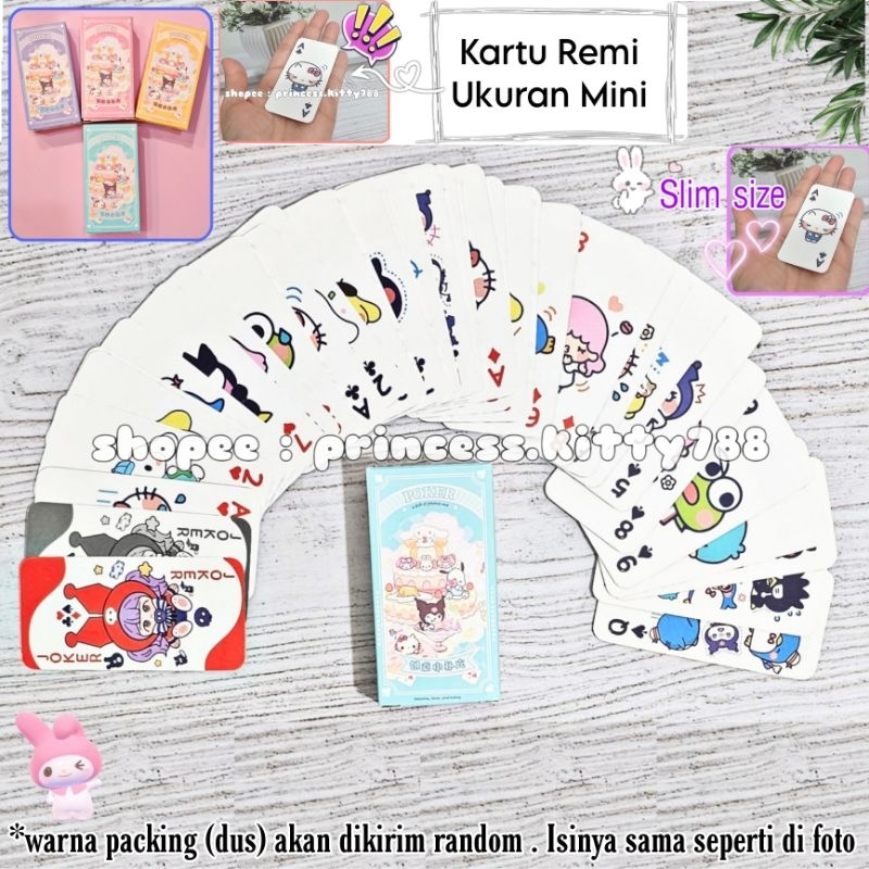 Jual MAINAN KARTU REMI KARAKTER MINI SIZE UKURAN MINI UKURAN KECIL IMUT MOTIF SANRIO MIX KUROMI ...