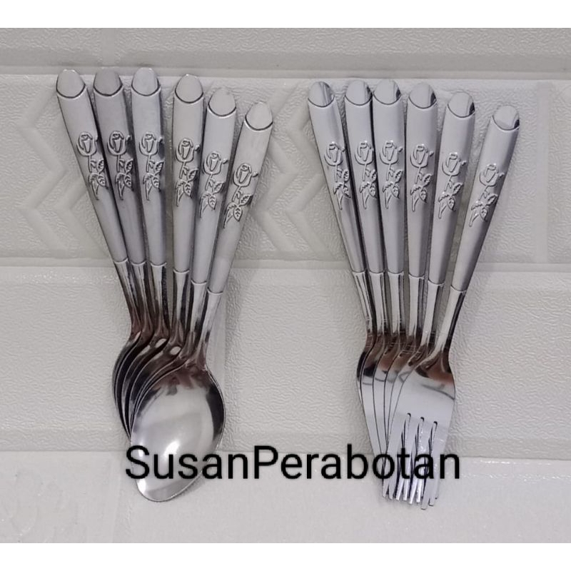 Jual Promo!!! 6 Model/12 Pcs/Sendok Makan/Garpu Makan/Sendok Bunga ...