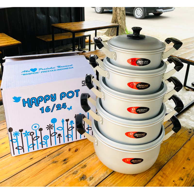Jual Panci set jawa happy pot susun 5 panci maspion panci aluminium | Shopee Indonesia