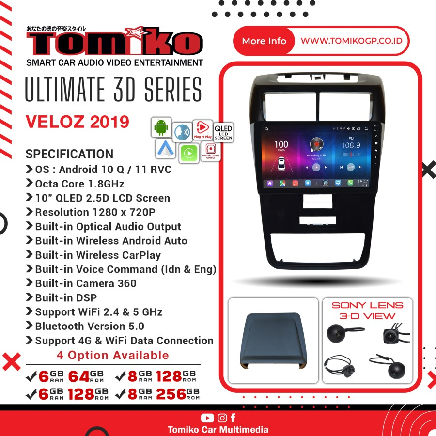 Jual Head Unit Android Tomiko OEM Ultimate 3D Series for Toyota Veloz ...