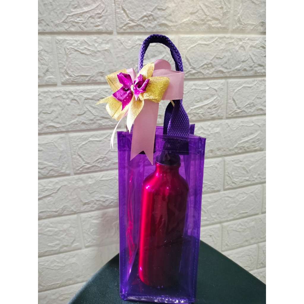 Jual tas botol mika warna ungu tebal tali webbing size 10x10x22 cm ...