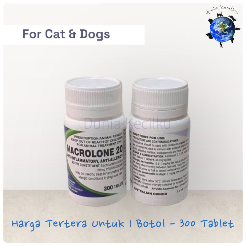 Jual Macrolone 20 - Obat Rematik / Anti Radang & Alergi Anjing Kucing ...
