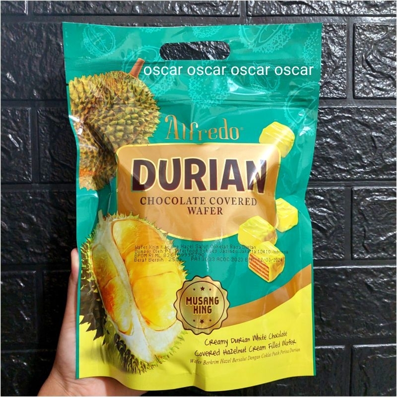 Jual Alfredo Durian Chocolate Covered Wafer Musang King Wafer Cubic ...