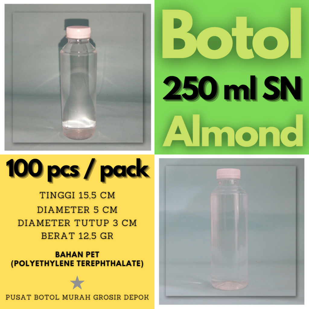 Jual Botol 250 ml Almond / Botol Plastik / Botol Jus / Retail ...