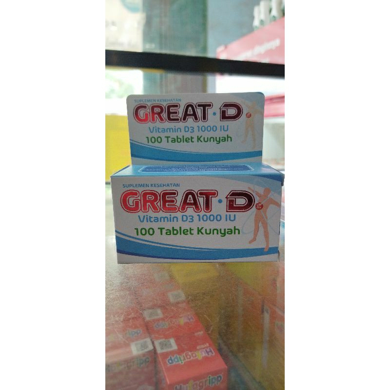 Jual GREAT D TABLET KUNYAH VITAMIN D3 1000 IU ISI 30 TABLET | Shopee ...