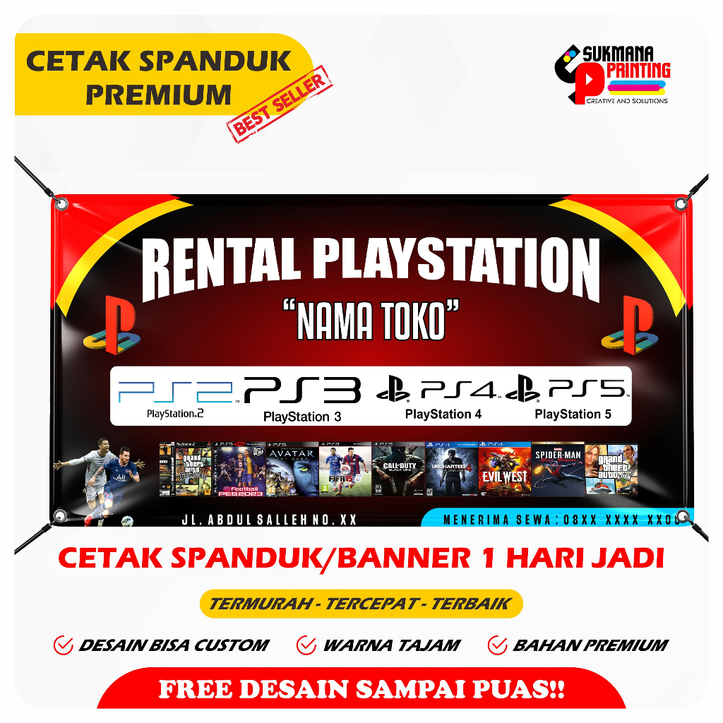 Jual SPANDUK BANNER RENTAL PLAYSTATION DESAIN PREMIUM SPANDUK PROMOSI ...