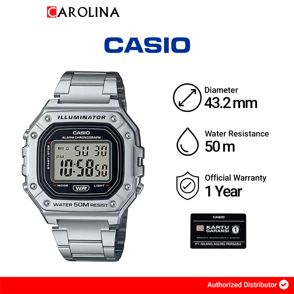 Jual Jam Tangan Pria Casio General W-218HD-1A Digital Dial Stainless Steel Band | Shopee Indonesia