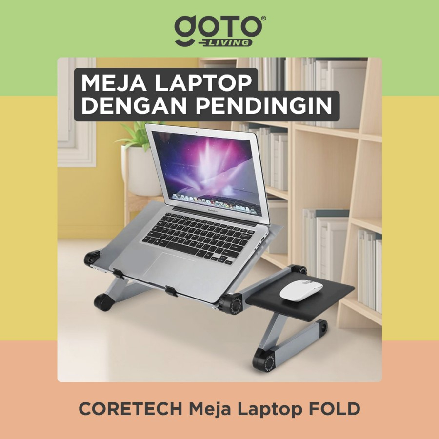 Jual Goto Meja Laptop Lipat Portable Stand Aluminium Cooler Big Fan ...