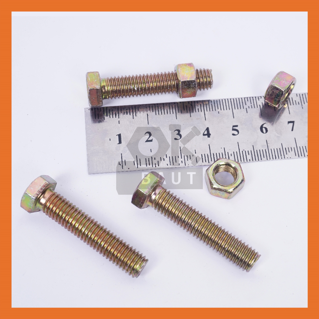 Jual Baut Mur Besi M8x40 Kuning / Baut Siku Lubang Kunci 12 P1.25 | Shopee Indonesia