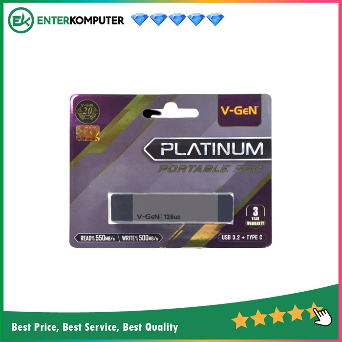 Jual V-Gen SSD Portable Platinum 128GB - USB 3.2 Type C | Shopee Indonesia