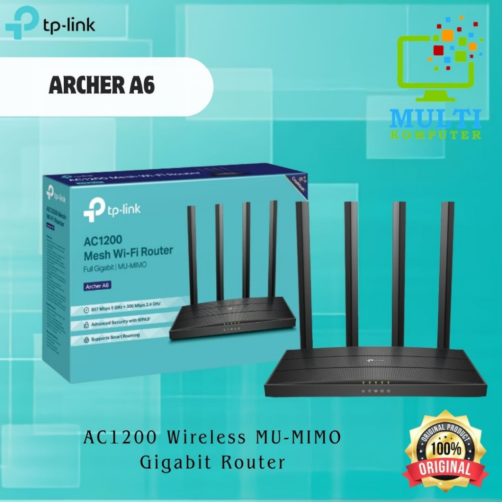 Jual TP-Link Archer A6 AC1200 Wireless MU-MIMO Gigabit Router TPLINK ...