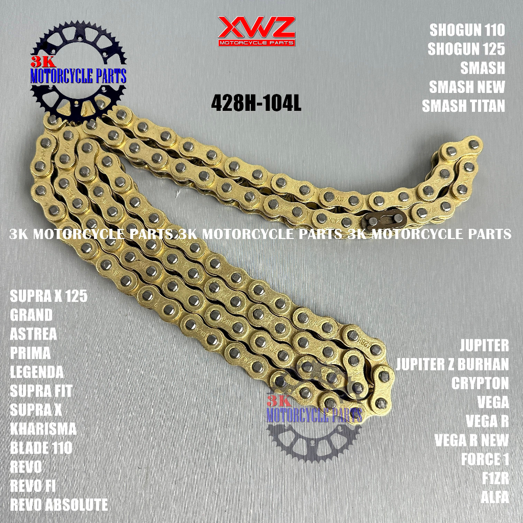 Jual RANTAI RANTE RODA RANTAI RANTE MOTOR 428H-104L SUPRA X SUPRA X 125 ...