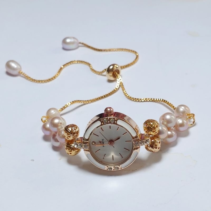 Jual Jam Tangan Mutiara Lombok Model Serut Cantik Elegan | Shopee Indonesia