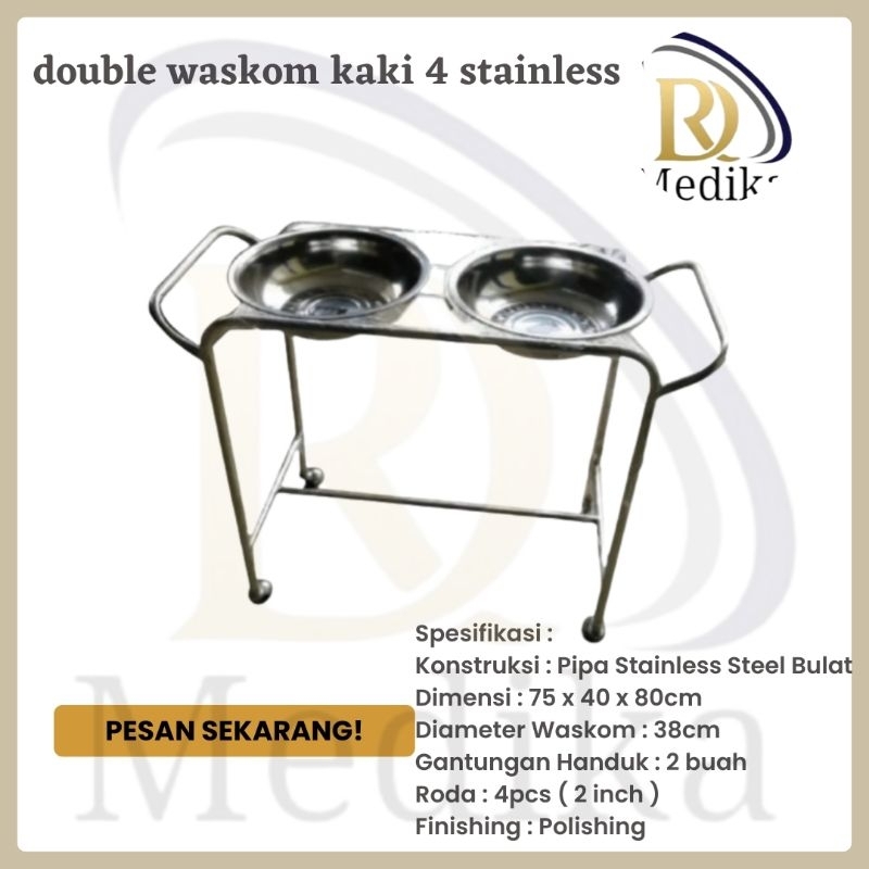 Jual double waskom kaki 4 stainless/Double waskom | Shopee Indonesia