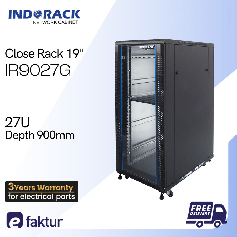 Jual Indorack Close Rack 27U Glass Door Rack Server 19" Depth 900mm ...