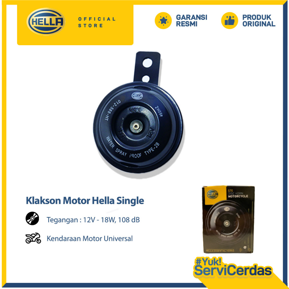 Jual Klakson Disc Hella Motorcycle Single Horn 12V 108 dB - Klakson ...