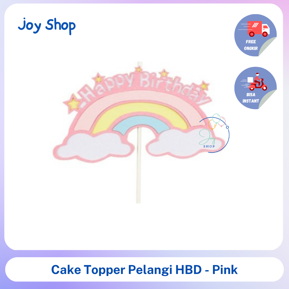 Jual Cake Topper Kue Ulang Tahun Pelangi Rainbow Awan Happy Birthday ...