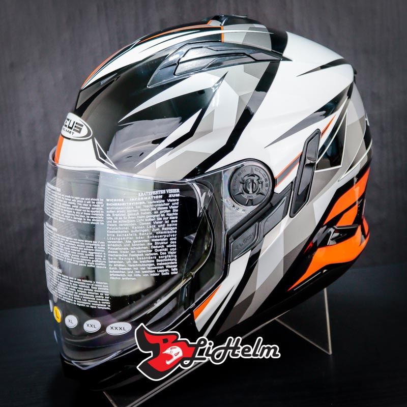 Jual HELM ZEUS ZS613C AJ13 MODULAR BLACK WHITE| ZS 613 C MUZZLE ...