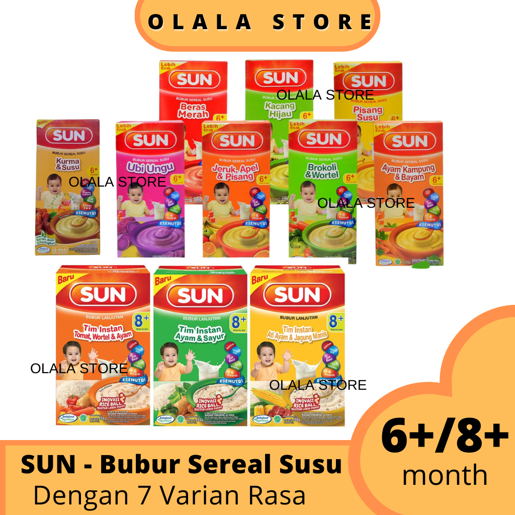 Jual SUN - BUBUR BAYI 120 GRAM BOX & EKONOMIS 6+ DAN 8+ | Shopee Indonesia