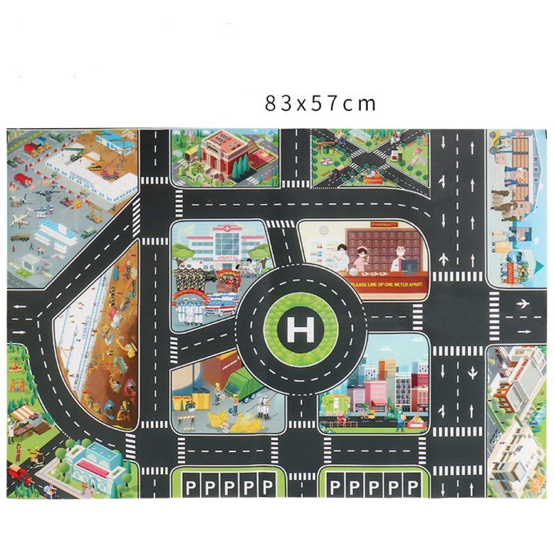 Jual playmat road map car scene mainan karpet mobil anak peta jalan ...
