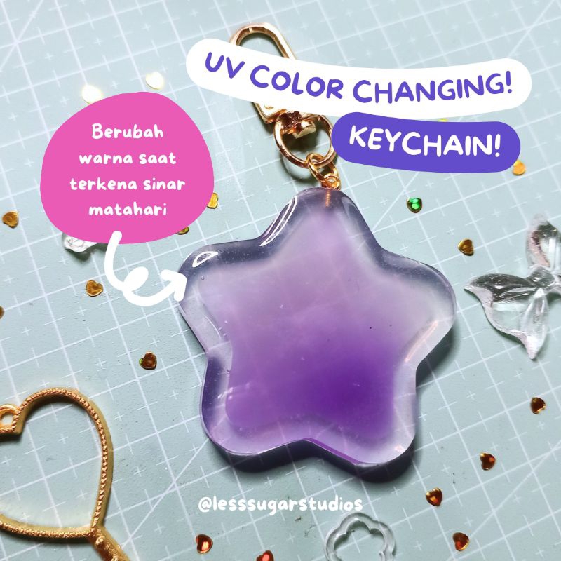 Jual RESIN KEYCHAIN UV CHANGING COLOR / GANTUNGAN KUNCI RESIN SUNSCREEN ...